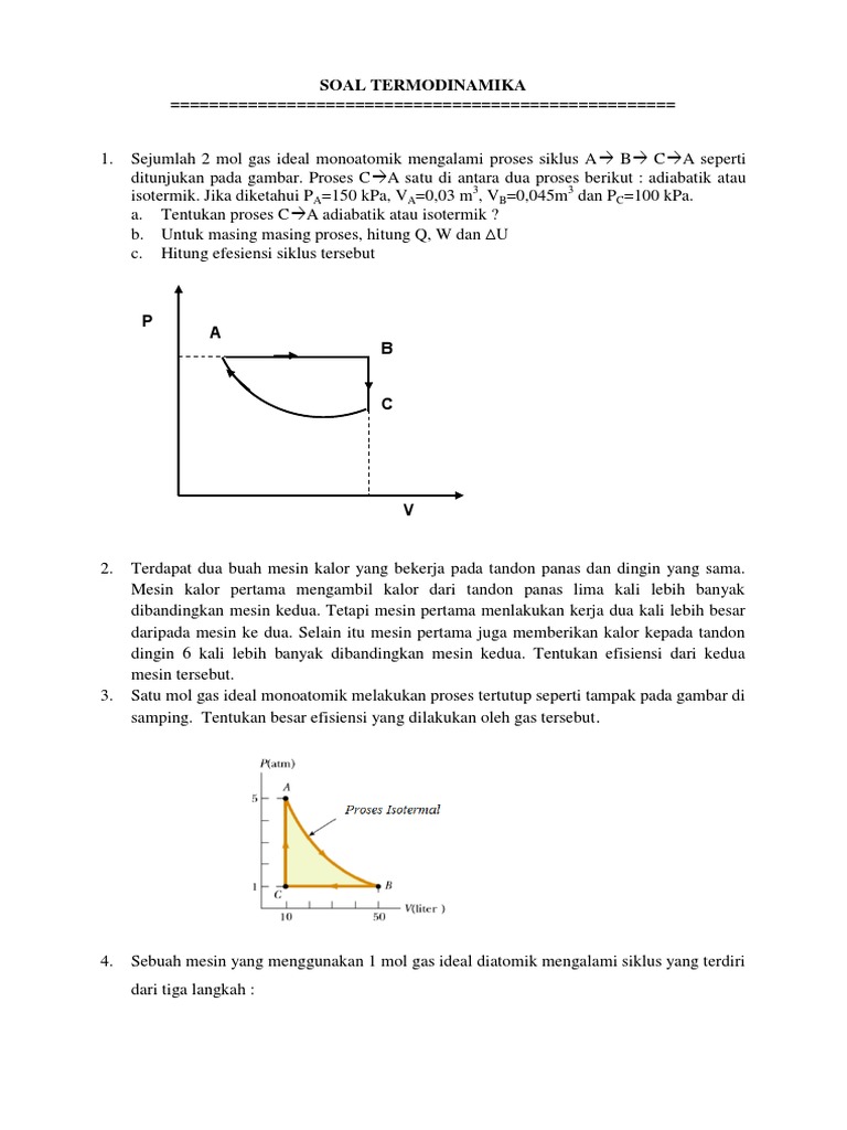 Soal Termodinamika | PDF | Metode & Bahan Ajar | Sains & Matematika