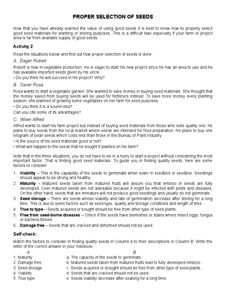 Proper Selection of Seeds | PDF | Seed | Germination
