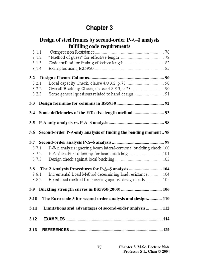 Chapter 3 - Design of Steel Frames by Second-Order Analysis Fulifilling Code Requirements | PDF ...