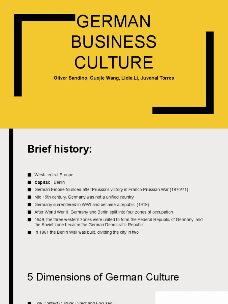 German Business Culture Presentation | PDF | Germany | World Politics