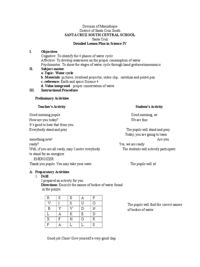 Grade 4 Detailed Water Cycle Lesson Plan | PDF | Water Cycle | Evaporation