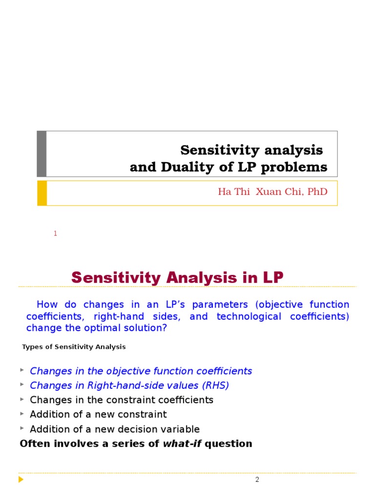 Sensitivity Analysis and Duality of LP Problems | PDF | Systems Analysis | Linear Programming