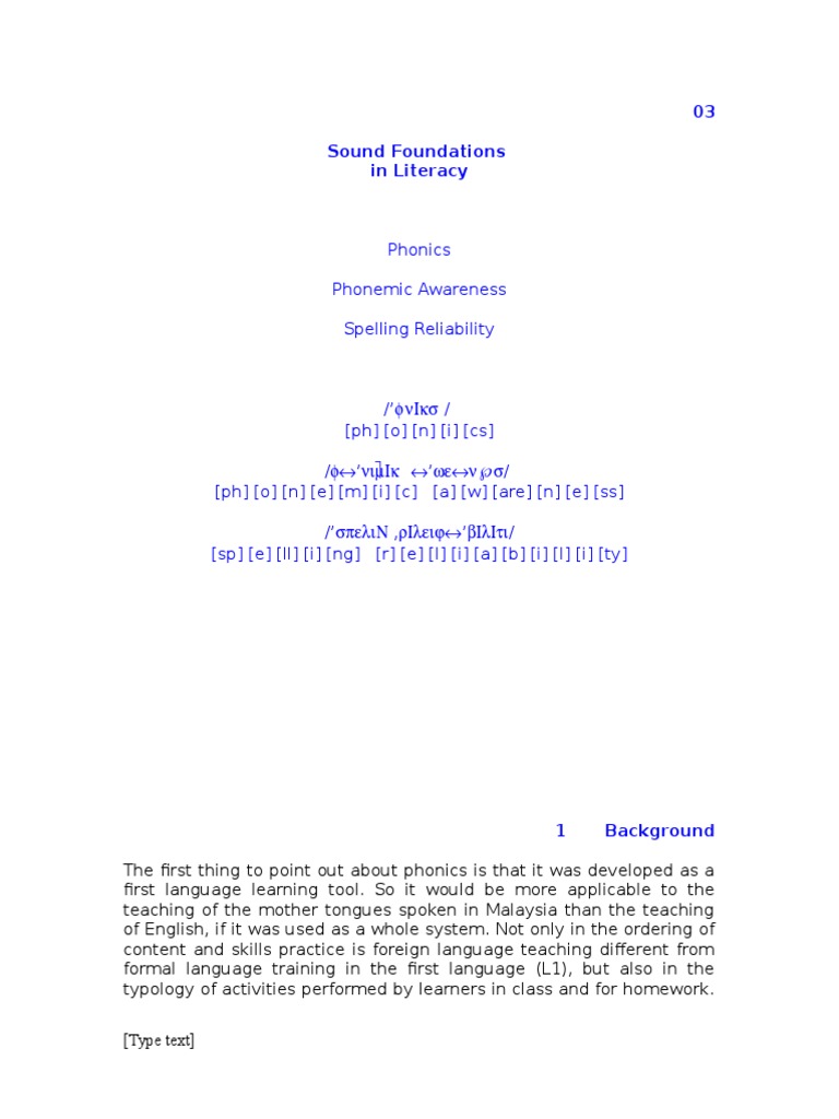 03 Sound Foundations - Phonics | PDF | Phonics | Phoneme