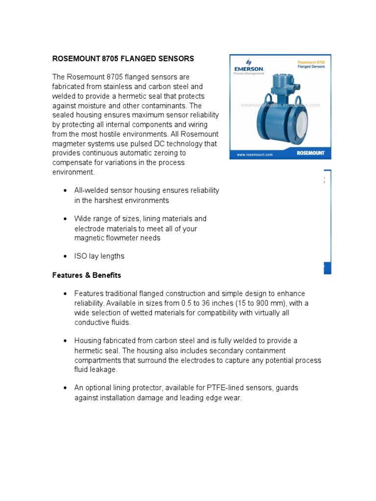 Rosemount 8705 Flanged Sensors | PDF | Flow Measurement | Building ...