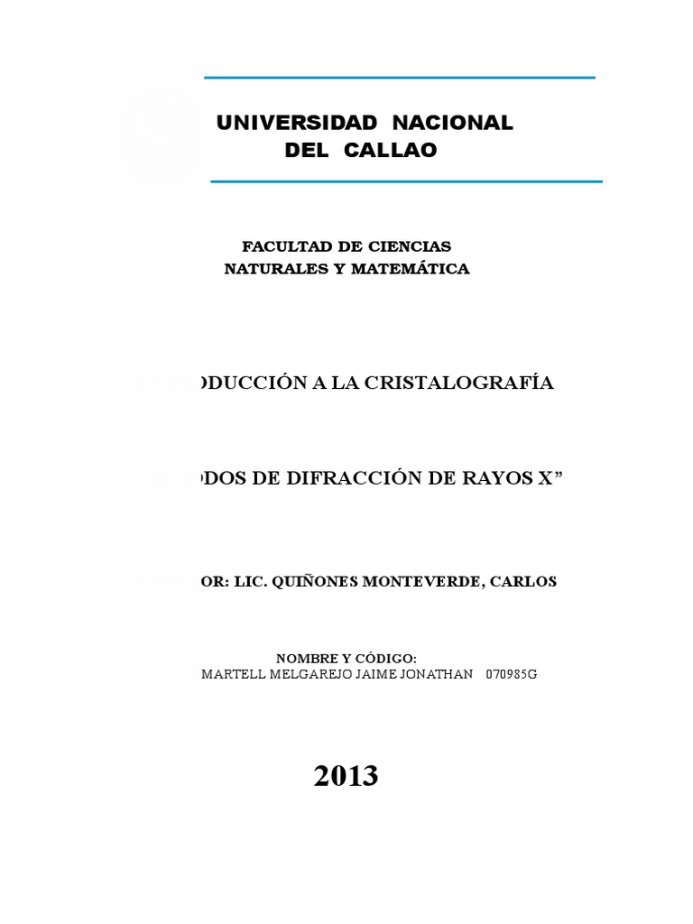 Metodos de Difraccion de Rayos X | PDF | Cristalografía de rayos X ...