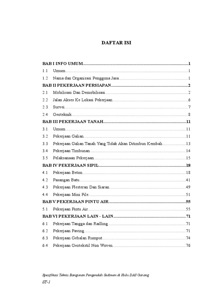 Spesifikasi Teknis Checkdam Das Garang | PDF