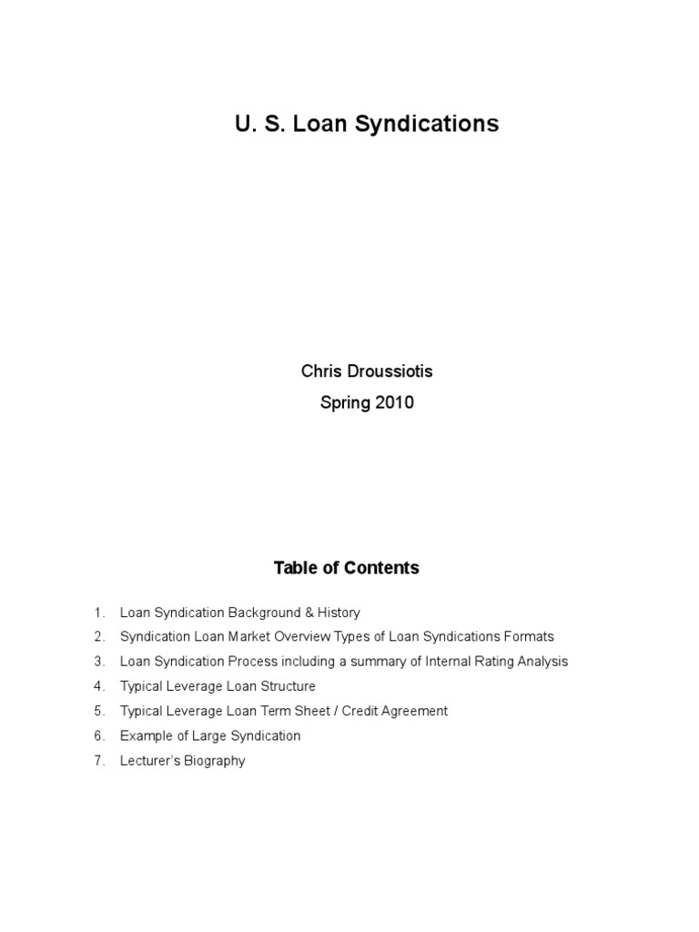 Loan Syndication | PDF