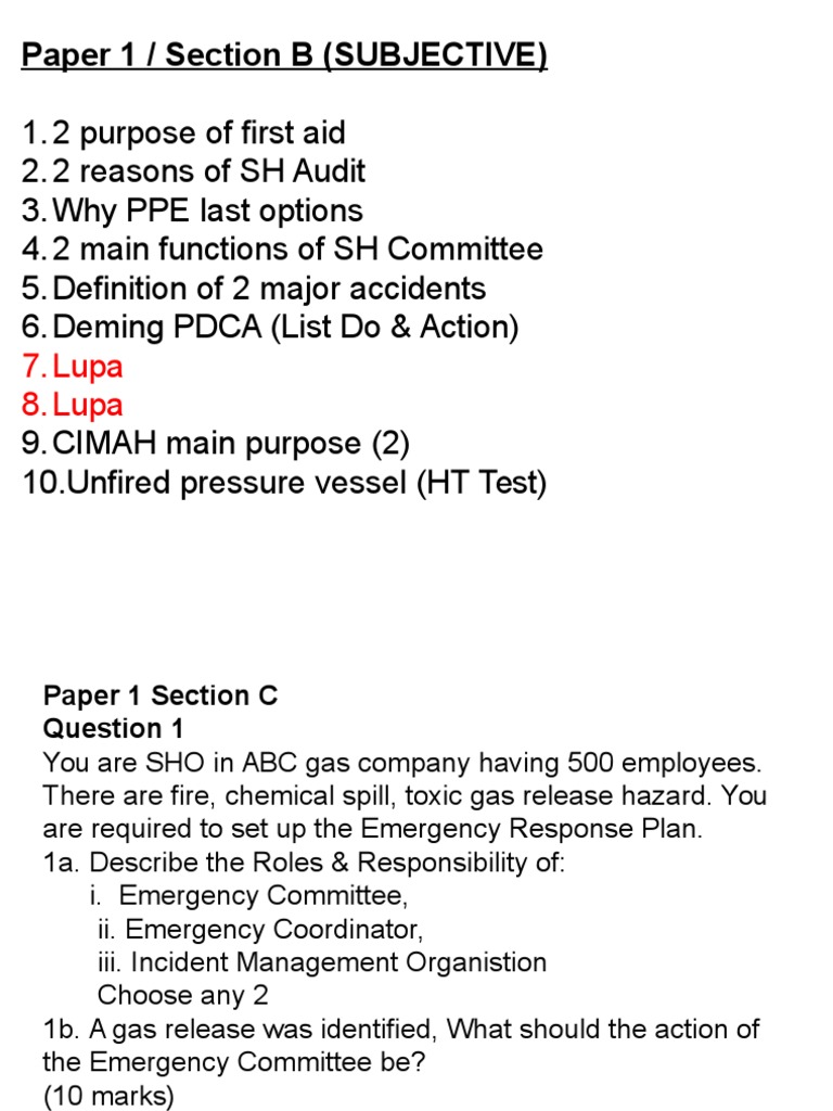 Exam NIOSH Paper 1 | PDF