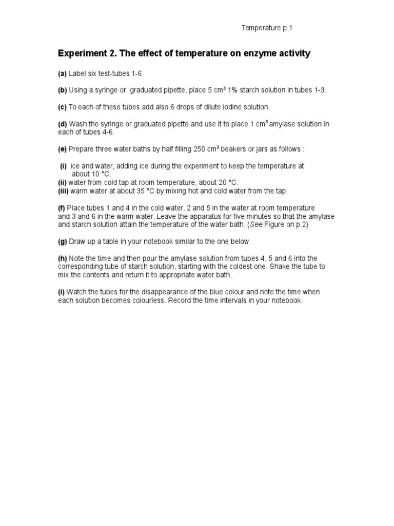 Amylase Activity at Varying Temperatures | PDF | Water | Chemistry