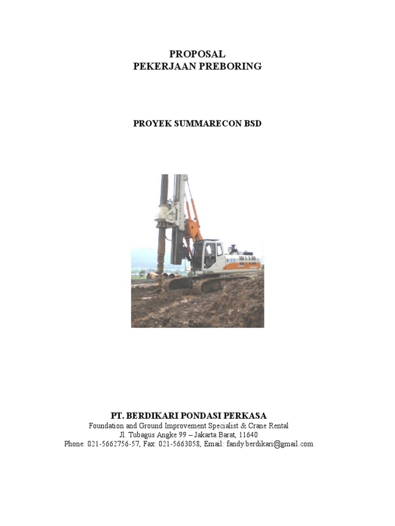 Proposal Pekerjaan Preboring Tiang Pancang | PDF | Komputer
