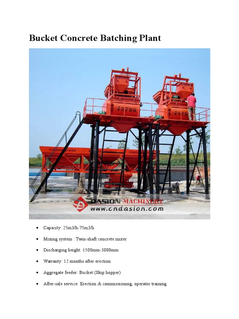 Bucket Concrete Batching Plant | PDF | Concrete | Economic Sectors