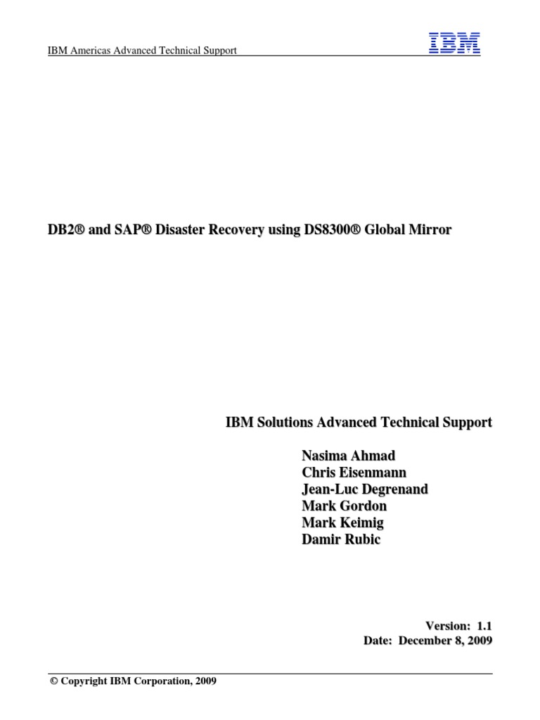 DB2 and SAP DR Using DS8300 Global Mirror V1.1 | PDF | Ibm Db2 | File ...