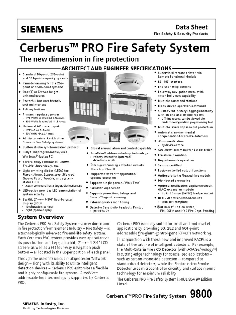 Fire Alarm Panel Siemens Cerberus Pro | PDF | Optical Fiber | Power Supply