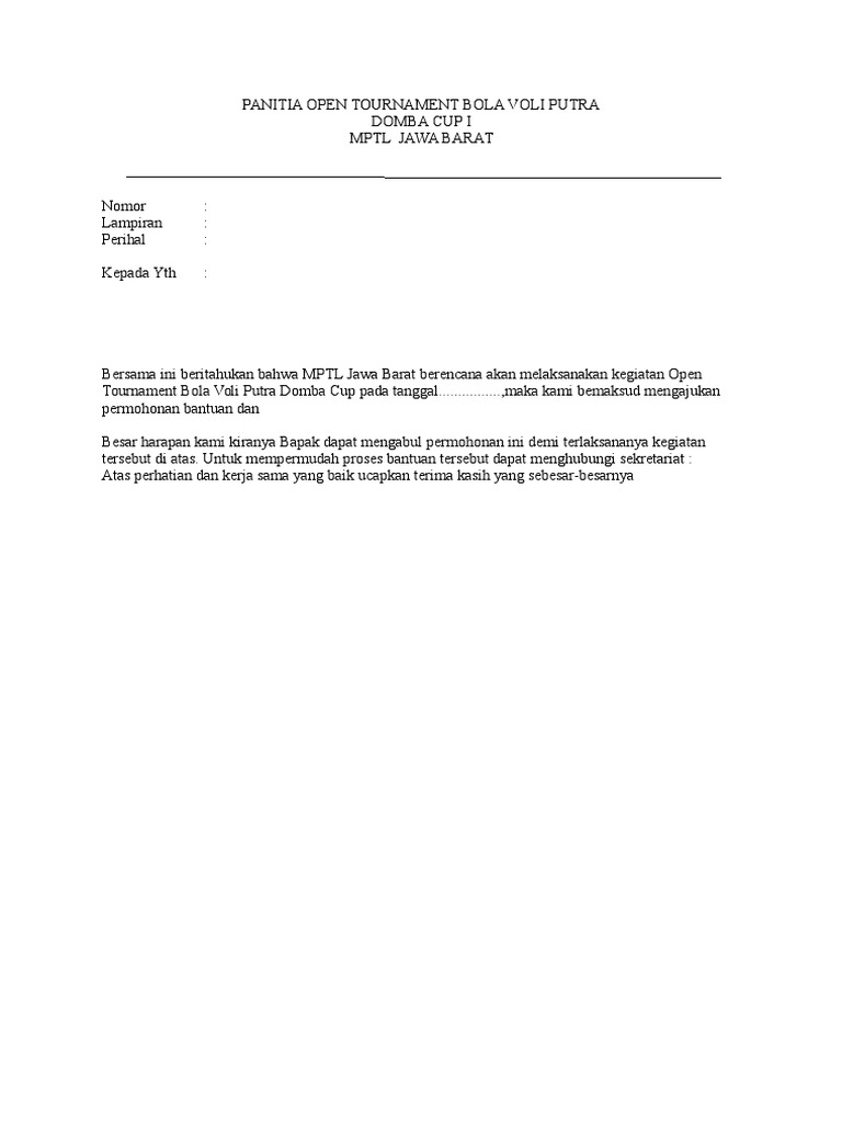 Contoh Proposal Turnamen Bola Voli | PDF