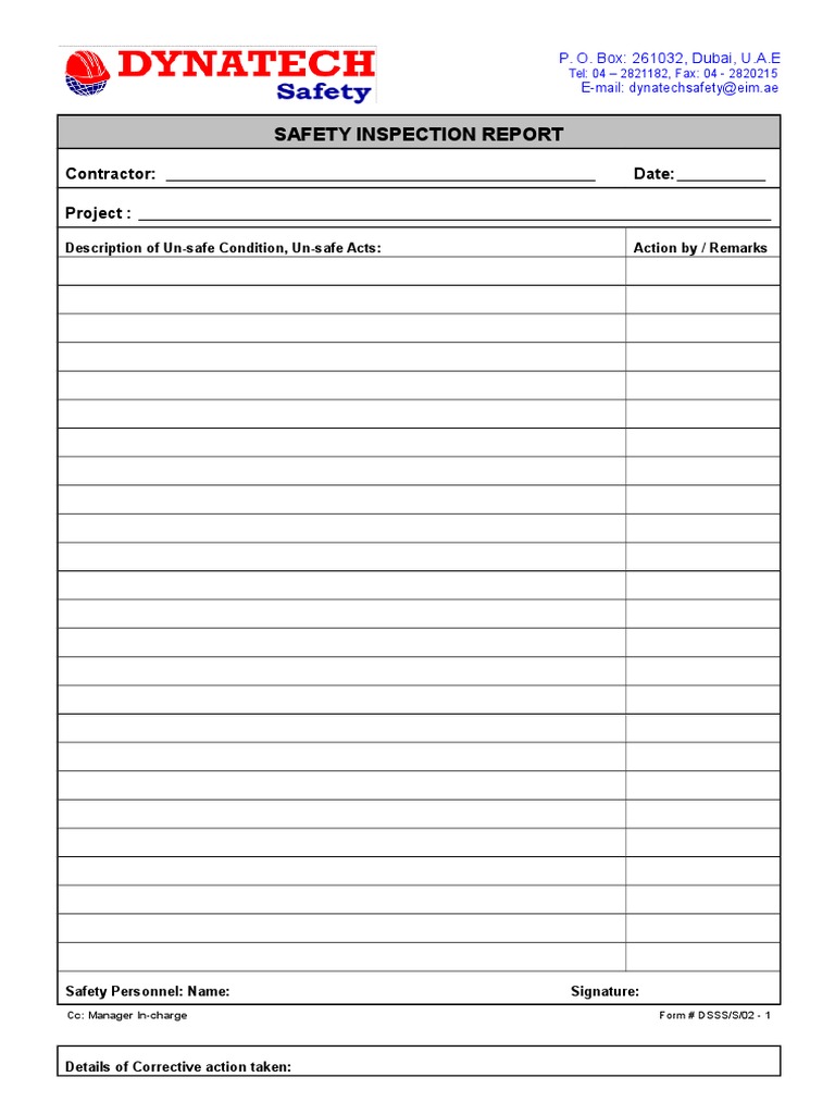 Safety Inspection Report Template | PDF | Business | Technology ...
