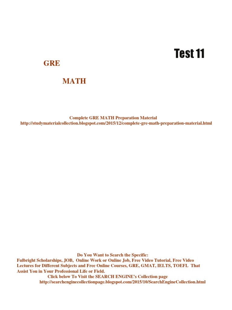 GRE Math Practice Test 11 | PDF