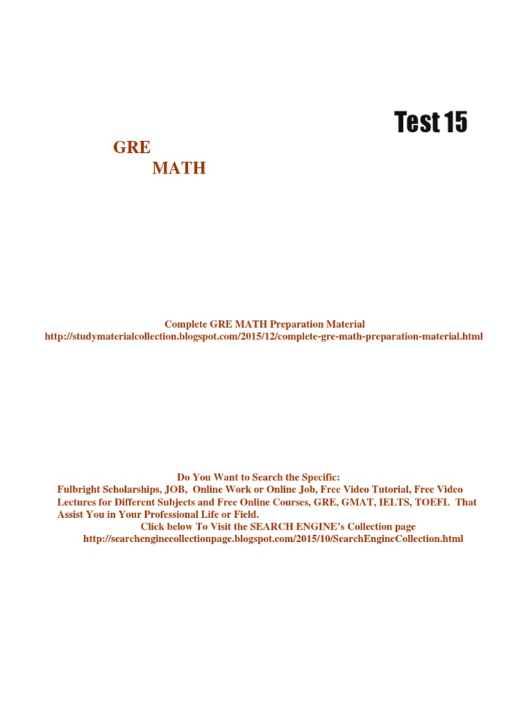 GRE Math Practice Test 15 | PDF | Rectangle | Graduate Record Examinations
