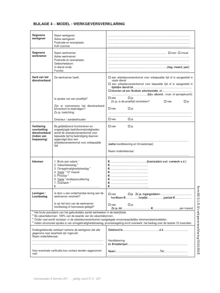 Model Werkgeversverklaring | PDF