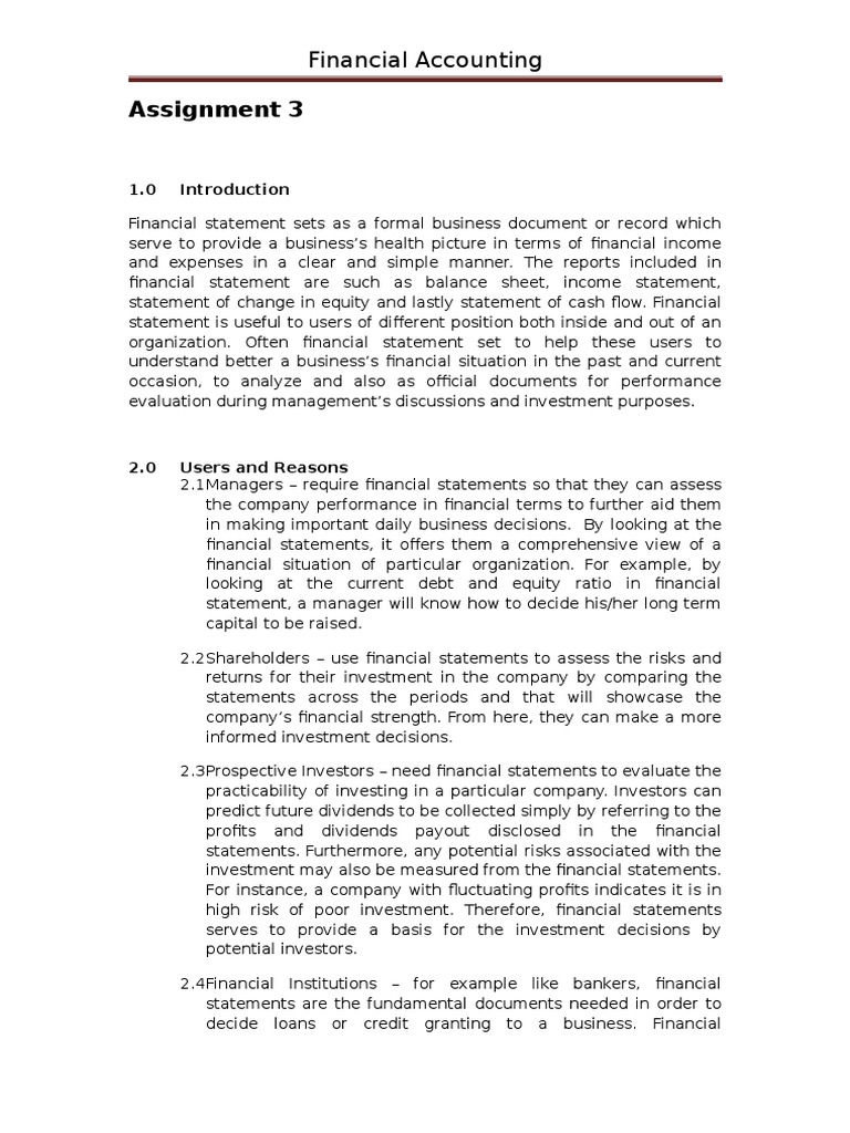 Assignment 3: Financial Accounting | PDF