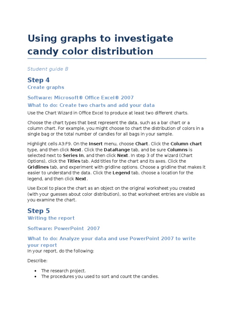 Using Graphs To Investigate Candy Color Distribution: Step 4 | PDF