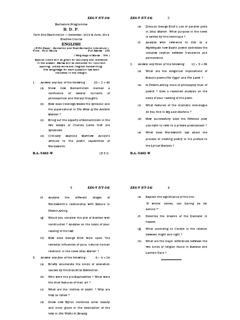 EEG-V (UT-24) EEG-V (UT-24) : Nightingale How Keats' Poetry Addresses ...