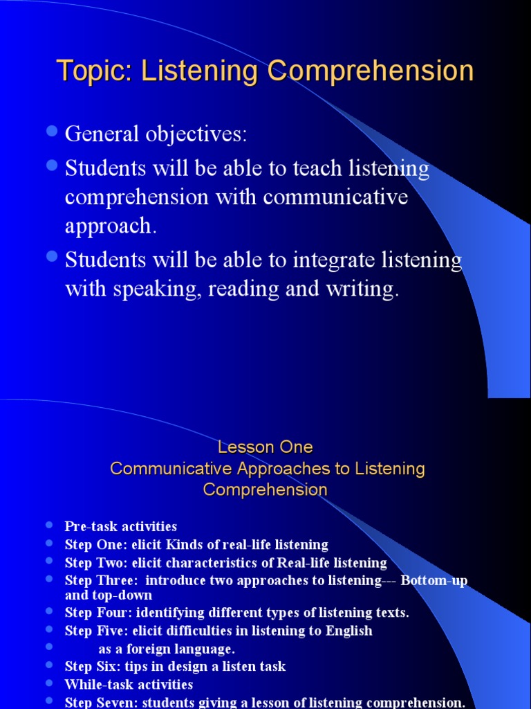 Listening Comprehension Pdf Pdf Top Down And Bottom Up Design
