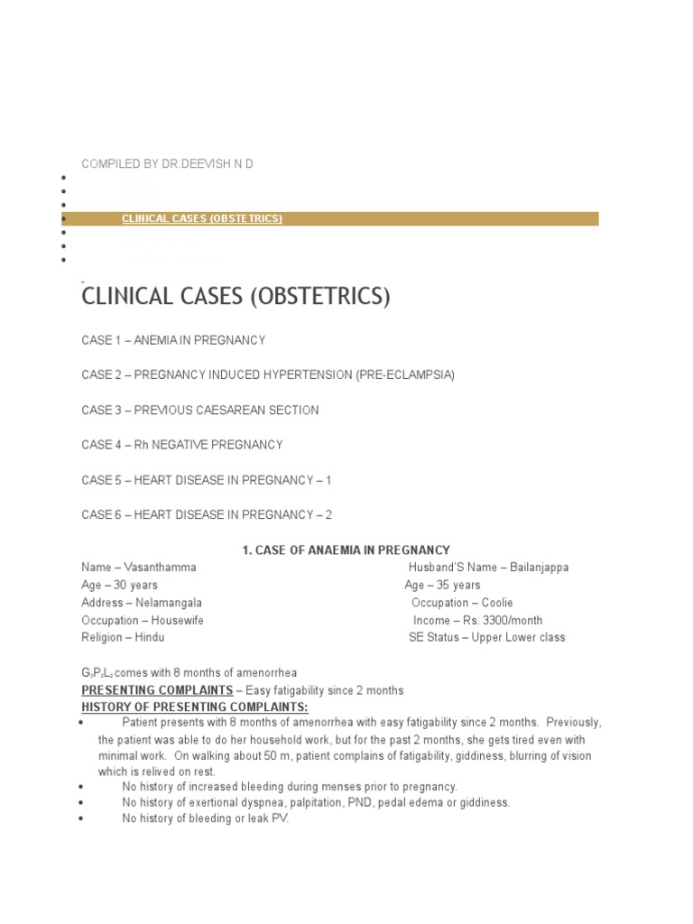 Clinical Cases in Obstetrics & Gynecology | PDF | Menstruation | Pregnancy