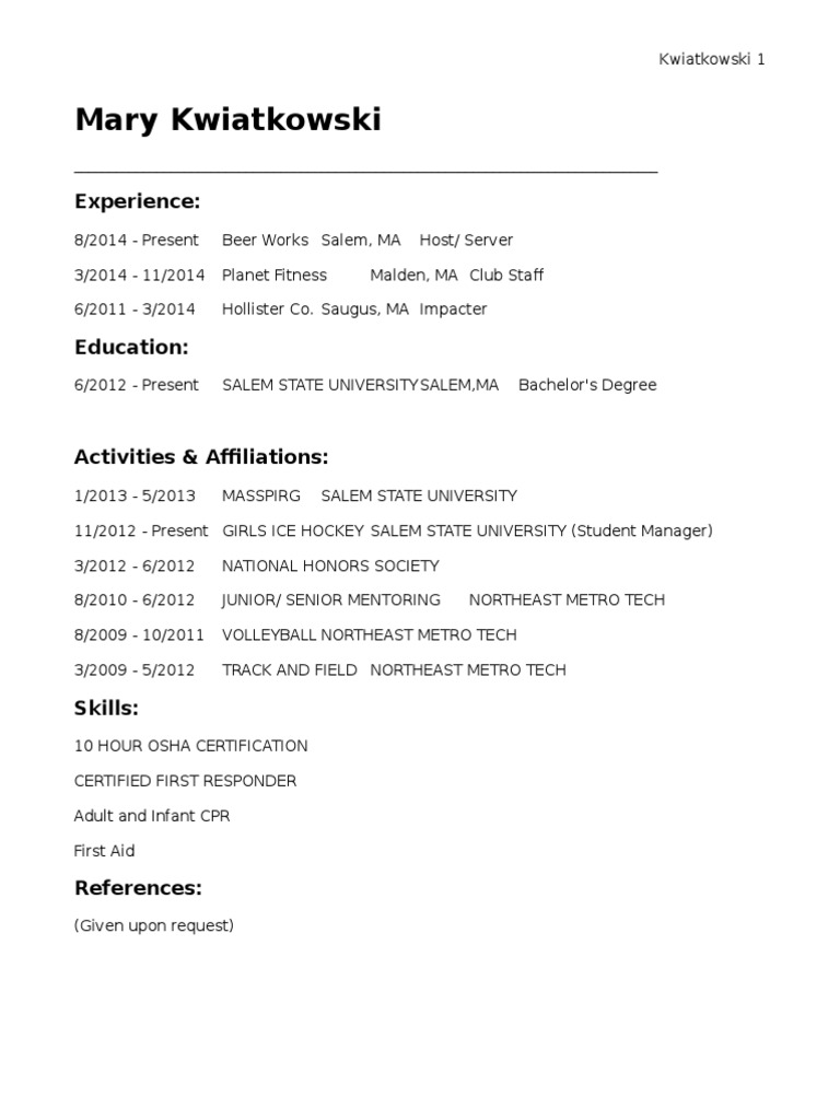 Mary Kwiatkowski 2 | PDF