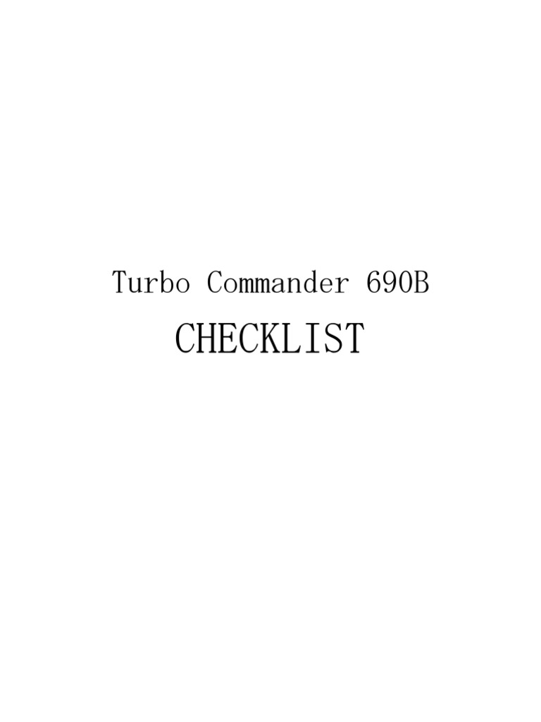 Turbo Commander 690B Preflight Checklist | PDF | Takeoff | Cockpit
