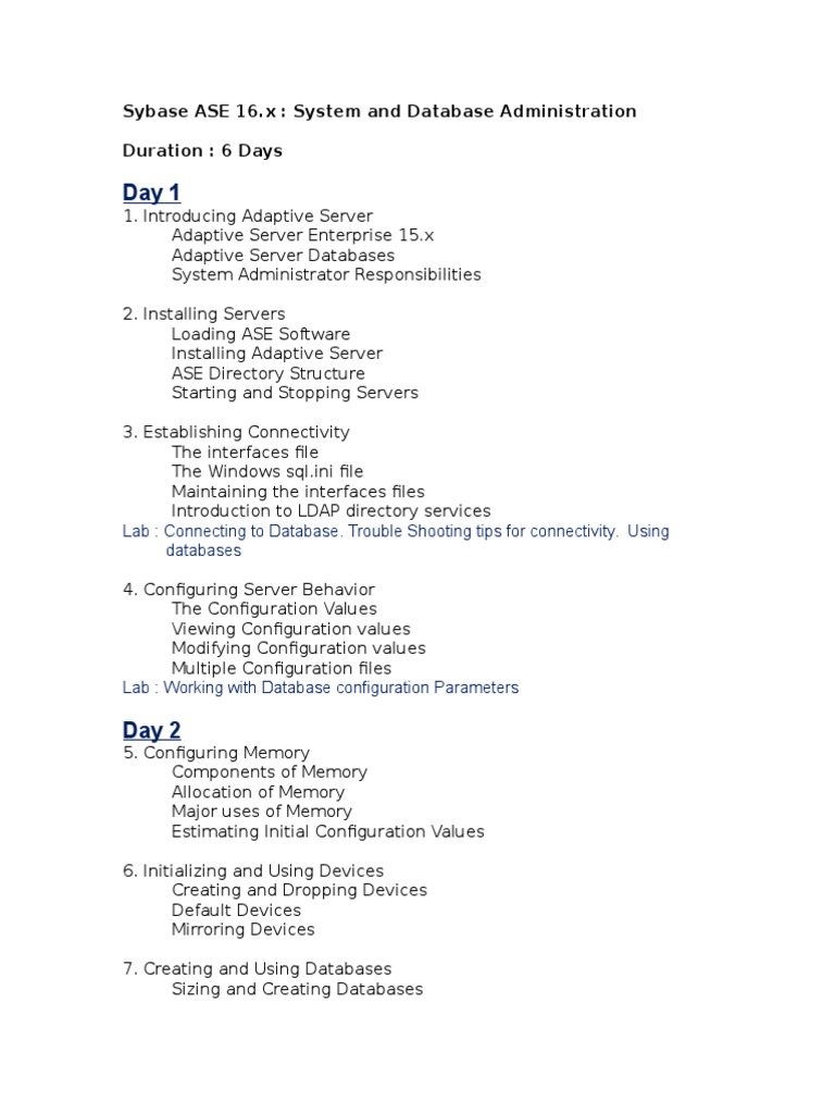Sybase Ase 16 On Linux System And Database Administration Pdf Databases Computer Architecture 