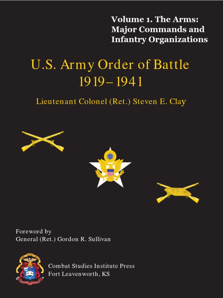 U.S. Army Order of Battle, 1919-1941, Volume 1. the Arms Major Commands ...
