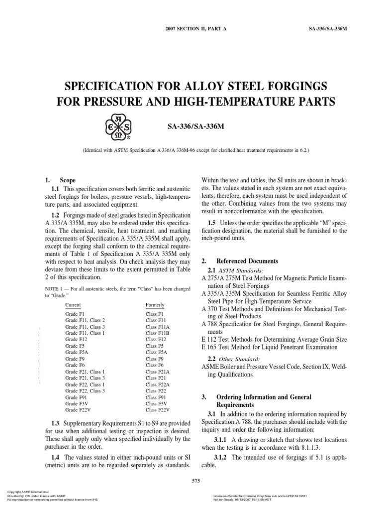 Asme Section II A Sa-336 Sa-336m | PDF | Heat Treating | Forging