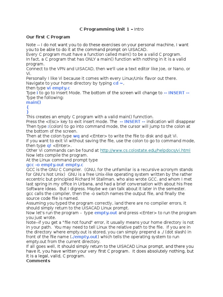 C Programming Unit 1 | PDF | C (Programming Language) | Control Flow