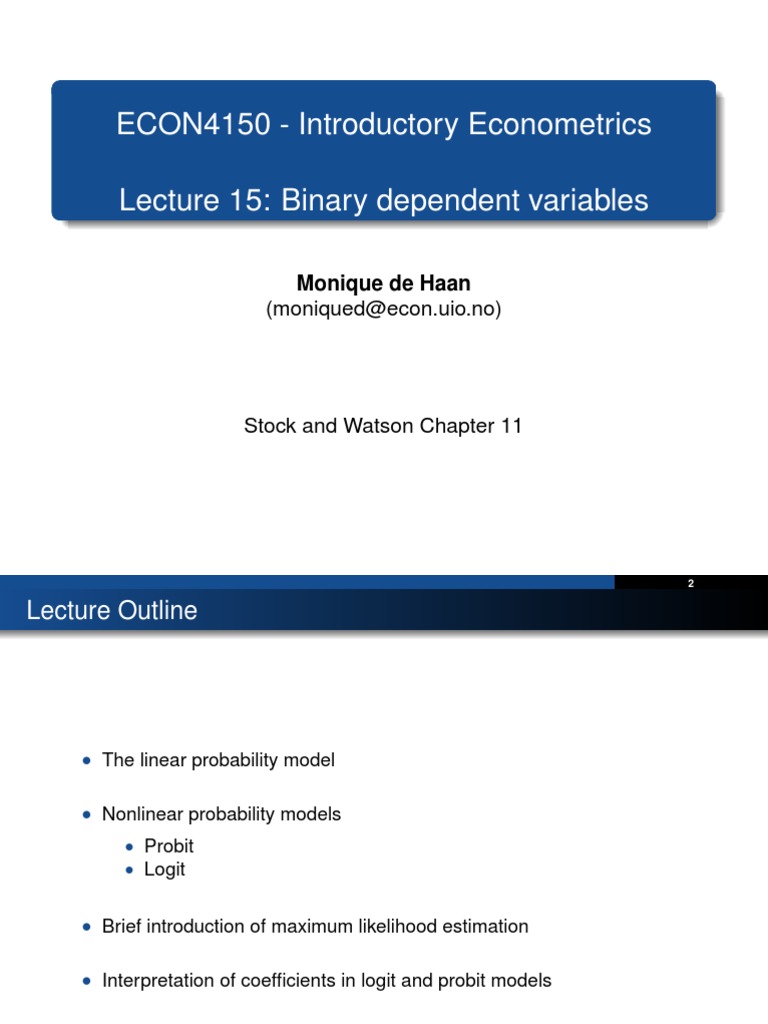 Lecture15 Binary Dependent Variables | PDF