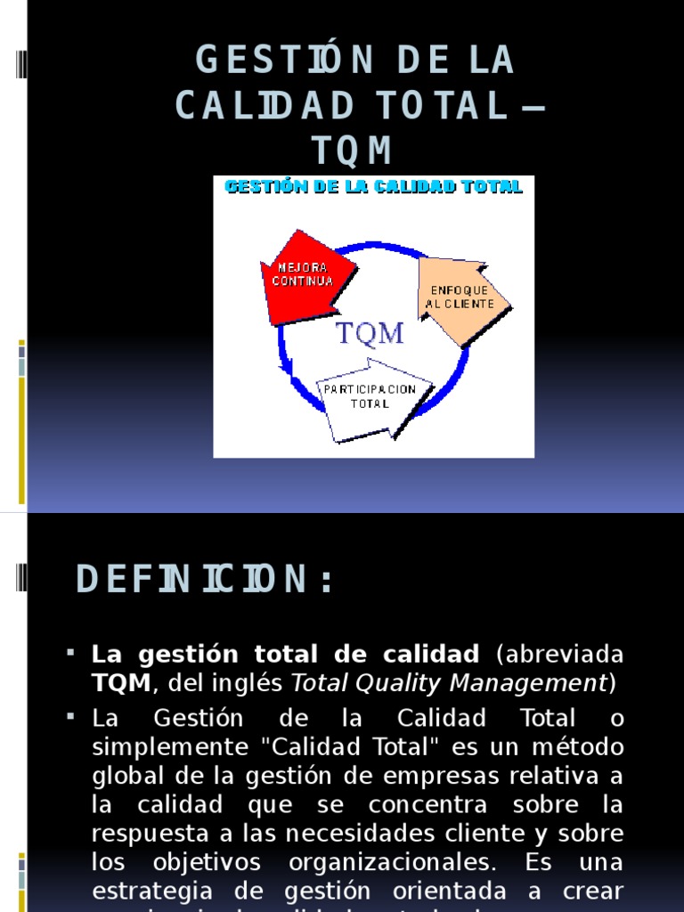 TQM | PDF | Calidad (comercial) | Gestión de la calidad