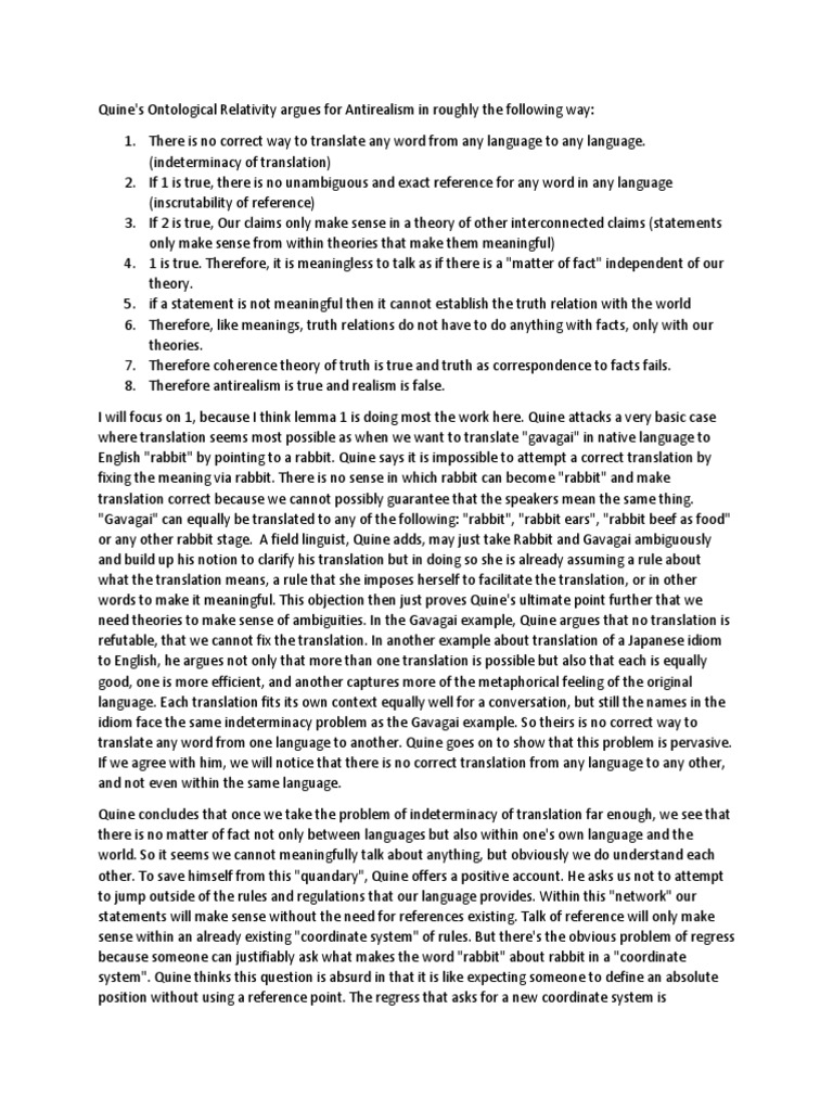 Quine and Ontological Relativity | PDF | Interpretation (Philosophy ...