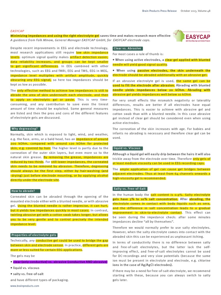 Eeg Gel | PDF | Electroencephalography | Electrolyte