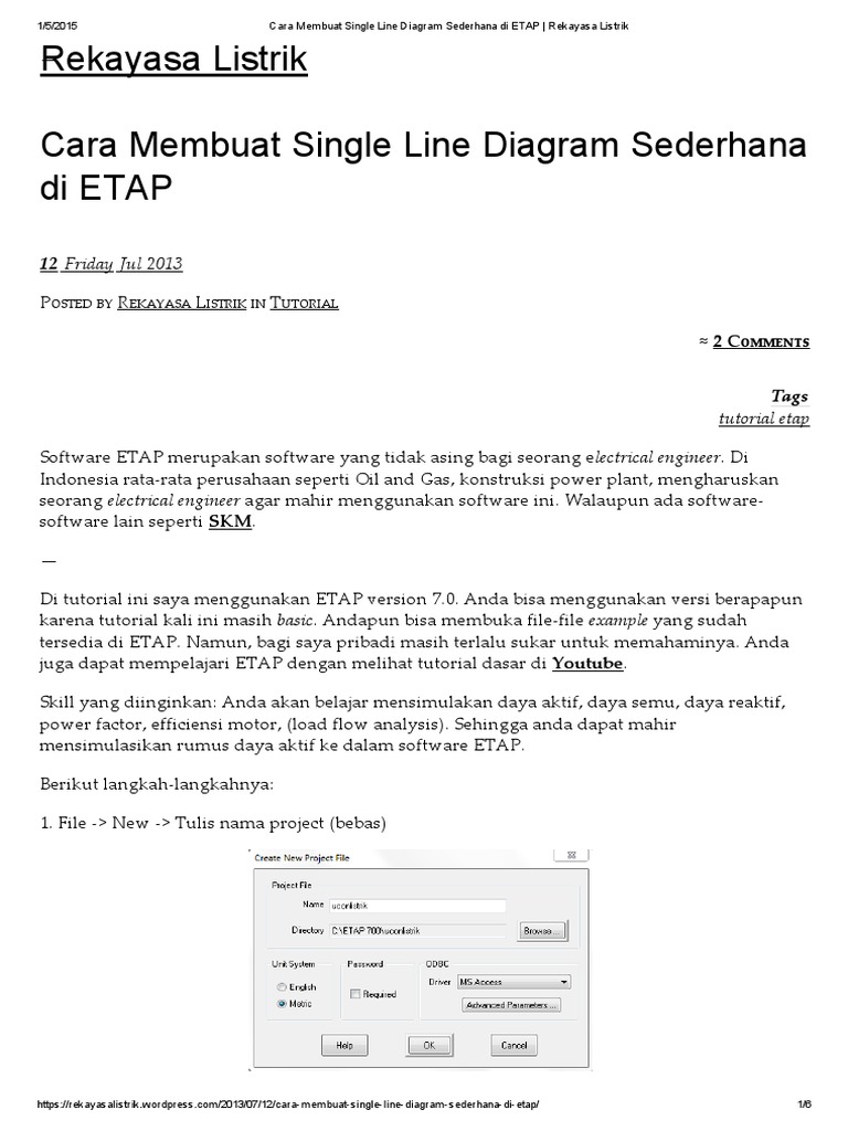 Cara Membuat Single Line Diagram Sederhana Di ETAP - Rekayasa Listrik | PDF