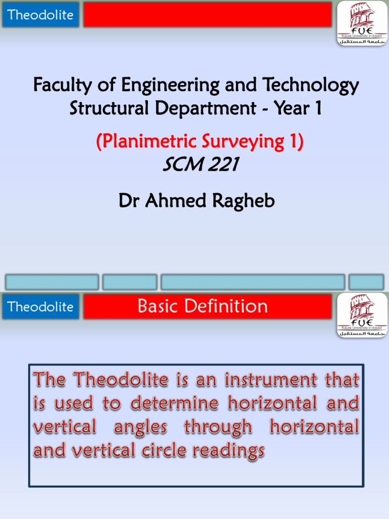 Lecture 5 Theodolite | PDF | Surveying | Angle