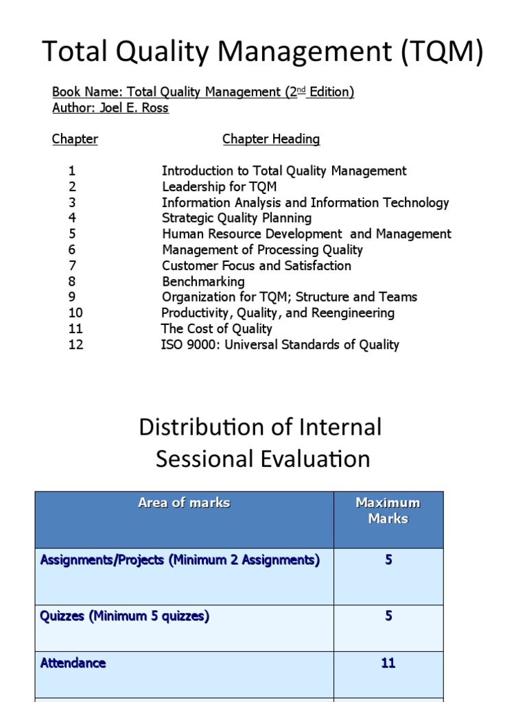Total Quality Management (TQM) | PDF | Quality Management | Quality ...