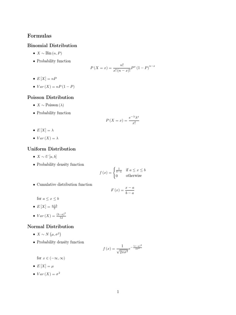 Formulas: Binomial Distribution | PDF | Teaching Methods & Materials