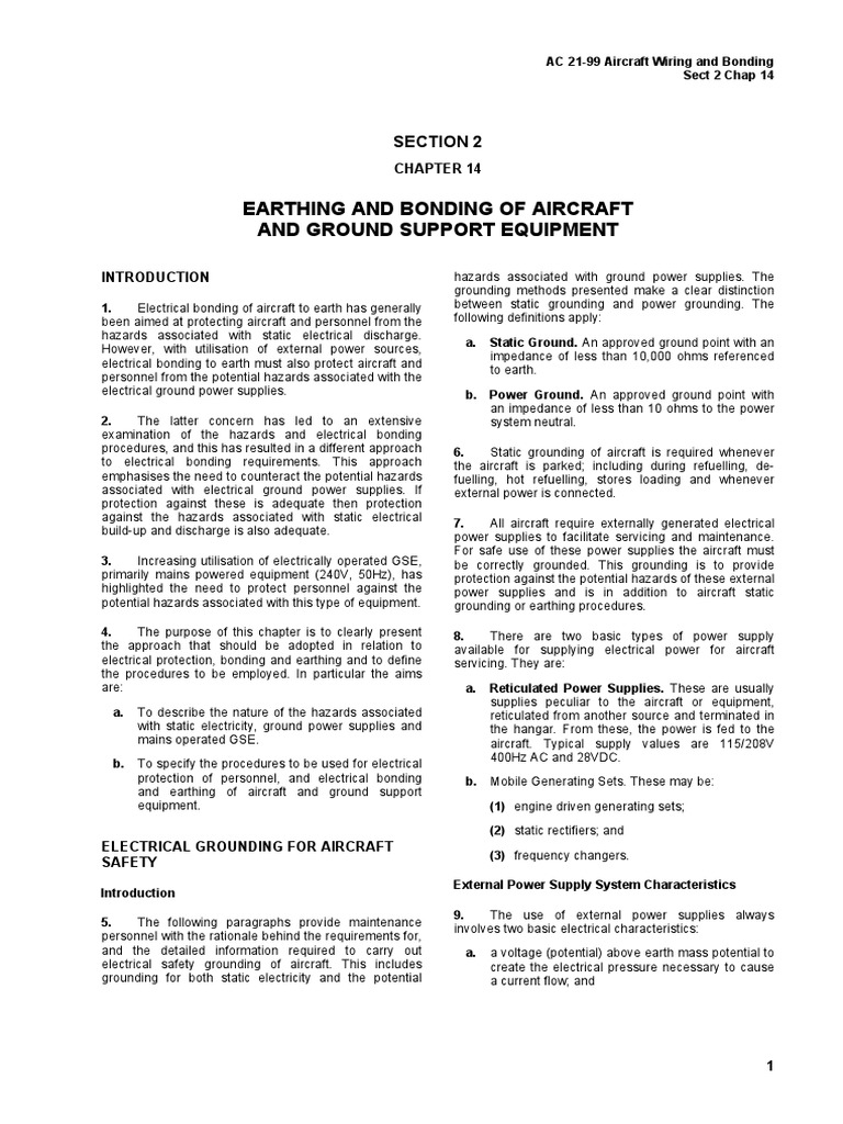 Aircraft Grounding and Bonding Procedures | PDF | Power Supply ...
