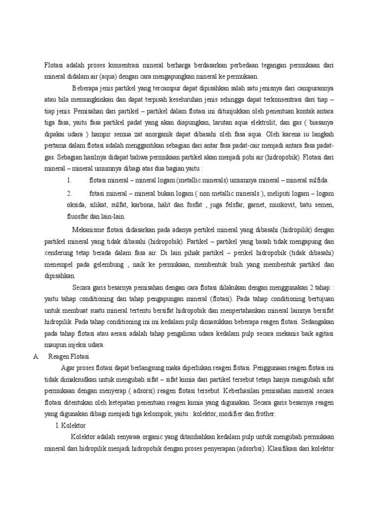 Flotasi Adalah Proses Konsentrasi Mineral Berharga Berdasarkan ...