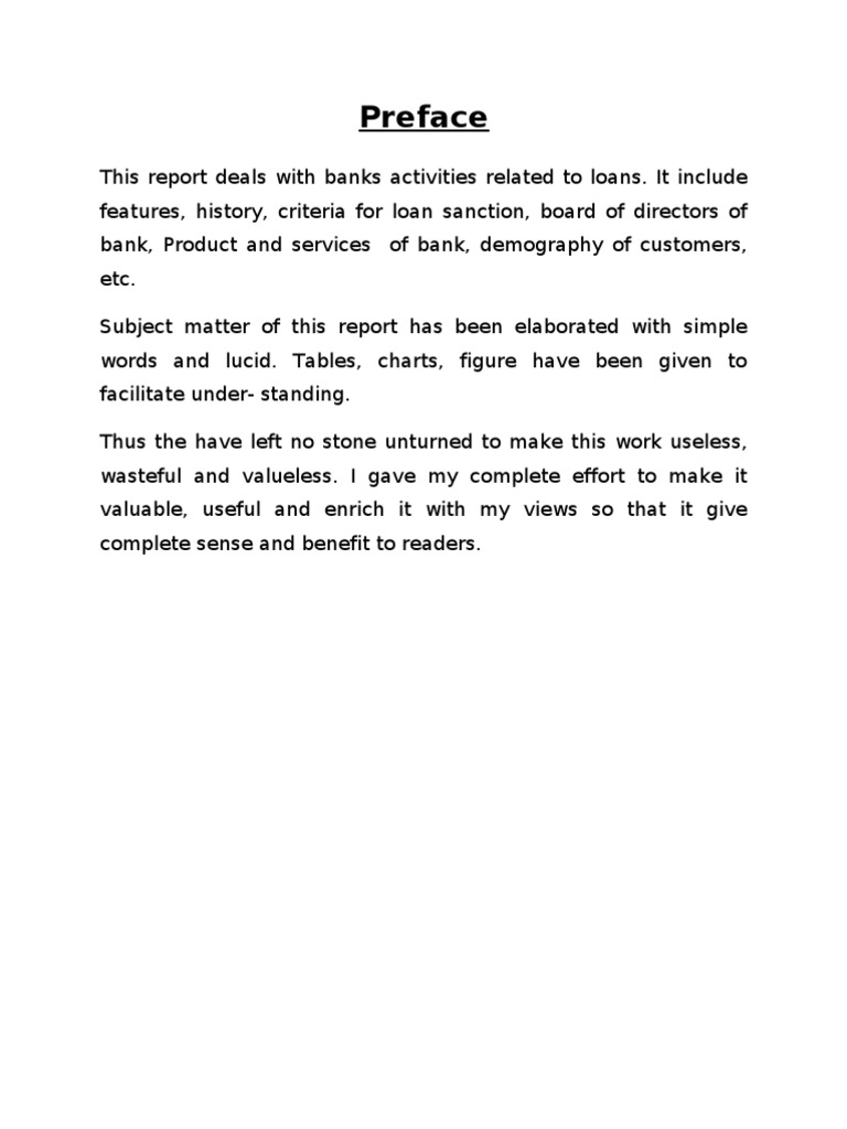 Preface | Banks | Loans