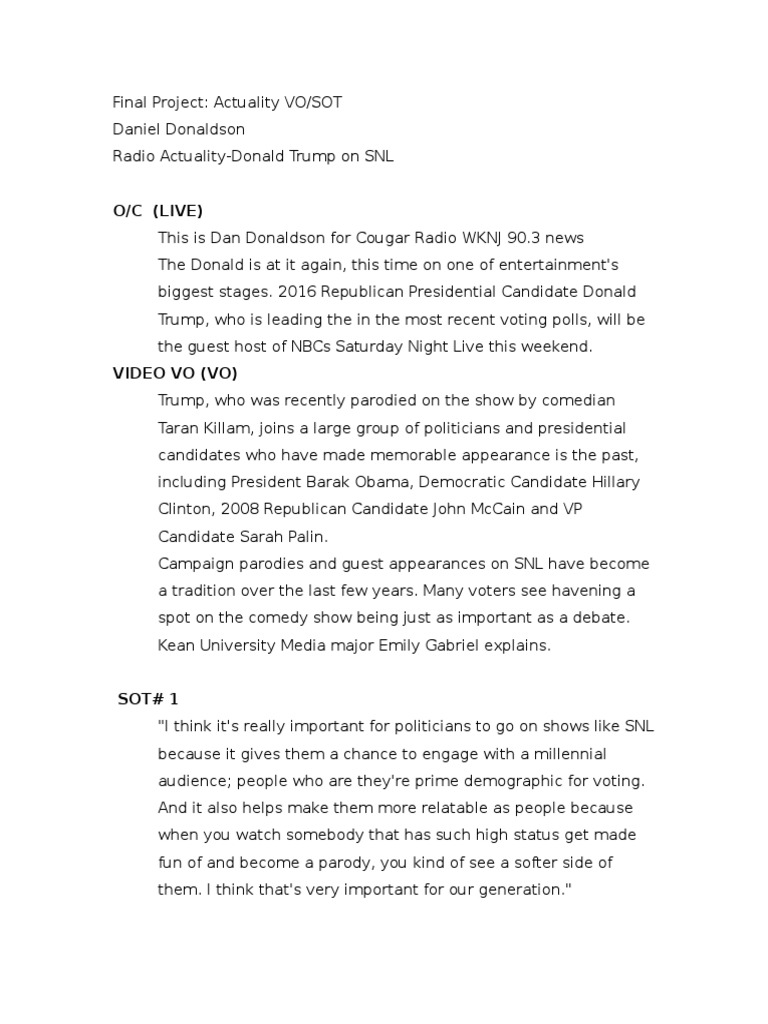 Vo Sot | PDF | Saturday Night Live | Donald Trump