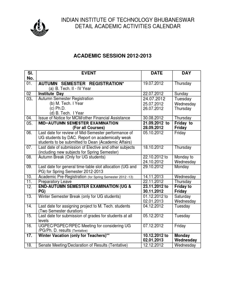 Academic Calendar 2012 13 | PDF | Academic Term | Qualifications