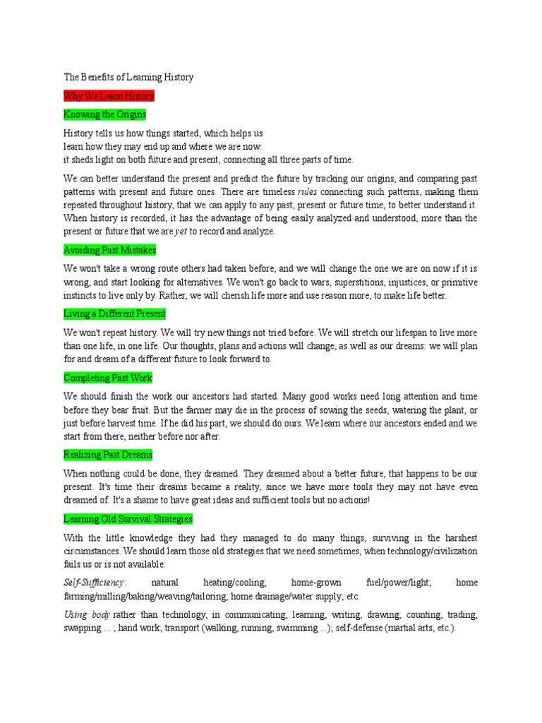 The Benefits of Learning History | PDF | Dream | Traditions