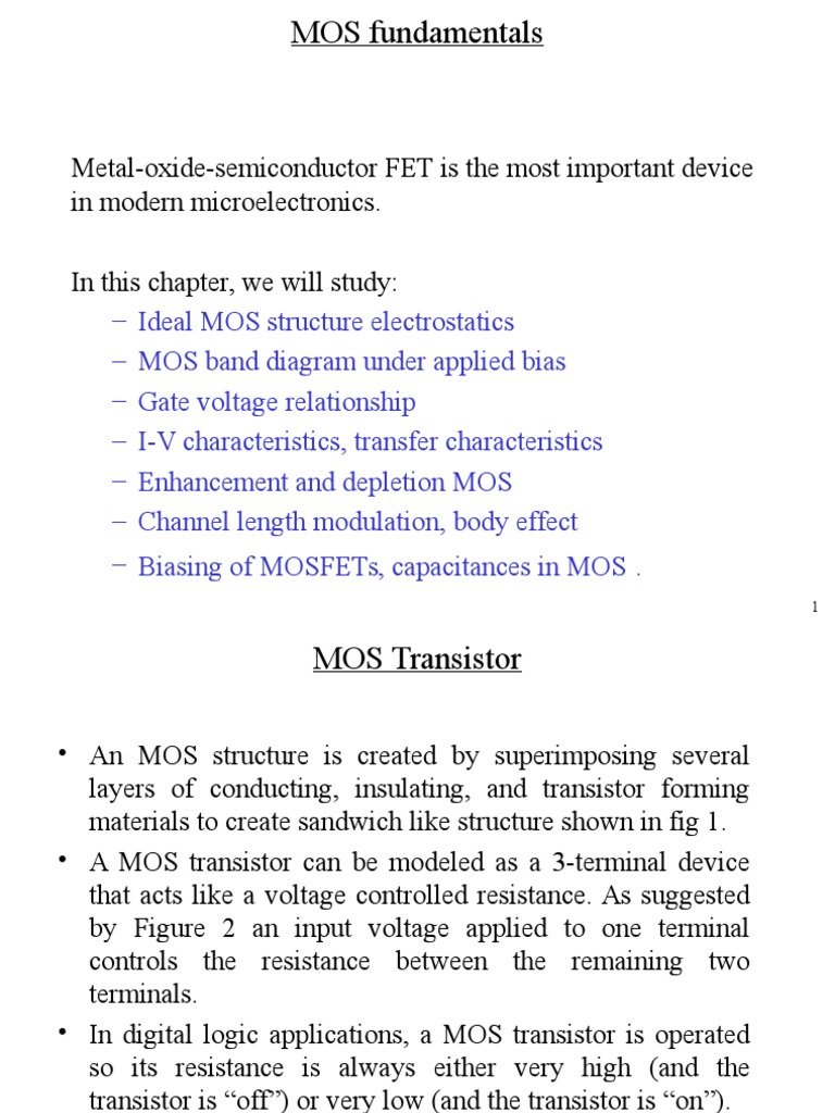 VLSI Unit 1 - MOS | PDF | Mosfet | Field Effect Transistor