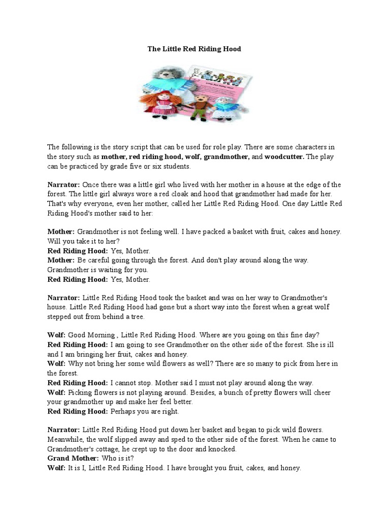 LRRH Role Play Script | PDF | Little Red Riding Hood | Leisure