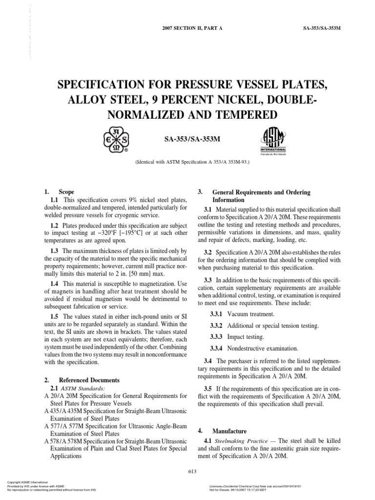 Asme Section II A Sa-353 Sa-353m | PDF | Structural Steel | Heat Treating